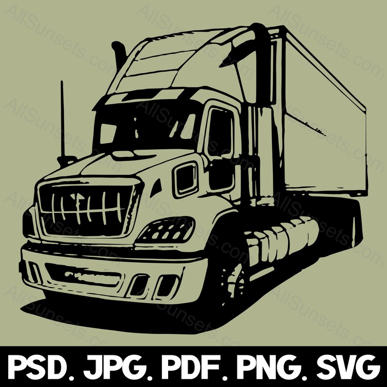 Semi Cargo Box Truck Svg Png Psd Pdf File Types Diesel Etsy