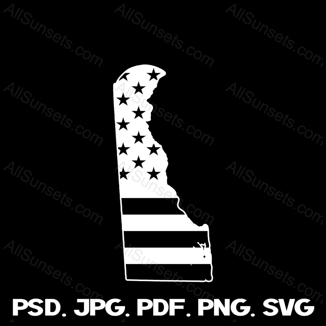 Delaware State Shape American Flag PNG SVG Patriotic Clipart USA State ...