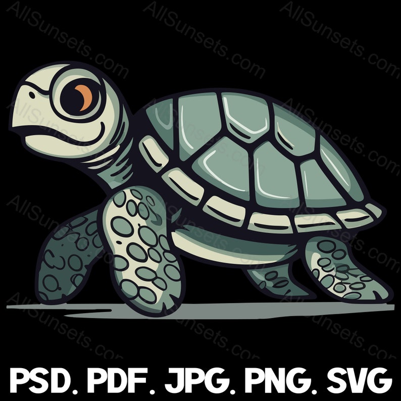 Sea Turtle Cartoon Svg Png Psd Jpg Pdf File Types Cute Ocean Tortoise ...