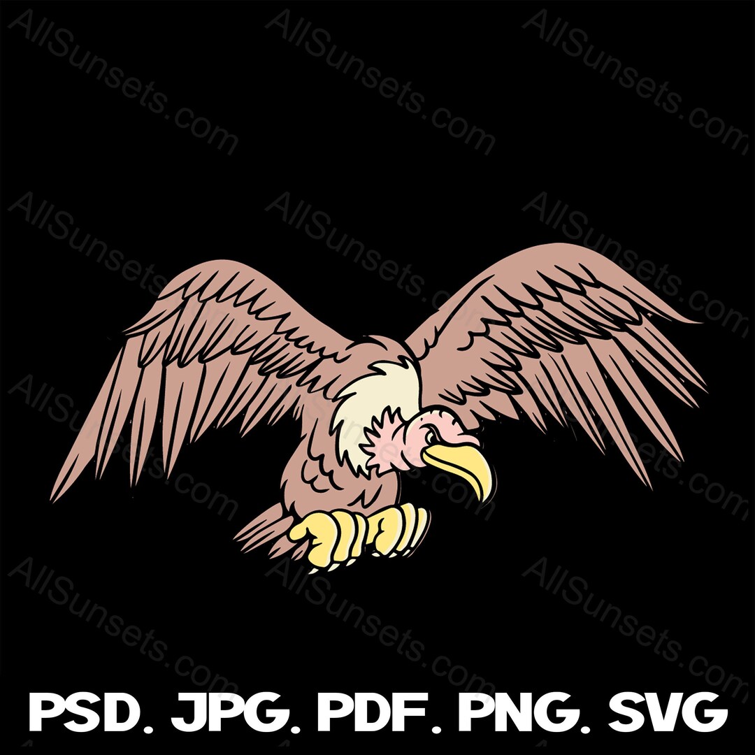 Flying Vulture Svg Png Pdf Psd Jpg File Formats Turkey Buzzard Bird ...