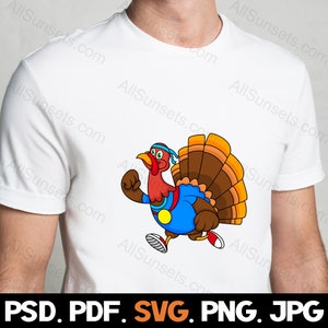 Trotting Turkey Racing Svg Png Ai Pdf Psd Jpg File Types Jogging 5k ...