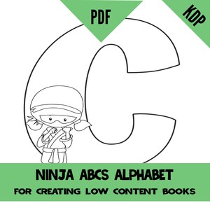 KDP ABC Alphabet Ninja Coloring Interior Pages Sheets PDF Letters ...
