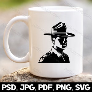 State Trooper Silhouette Svg Png Jpg Pdf Psd File Types Deputy Portrait ...