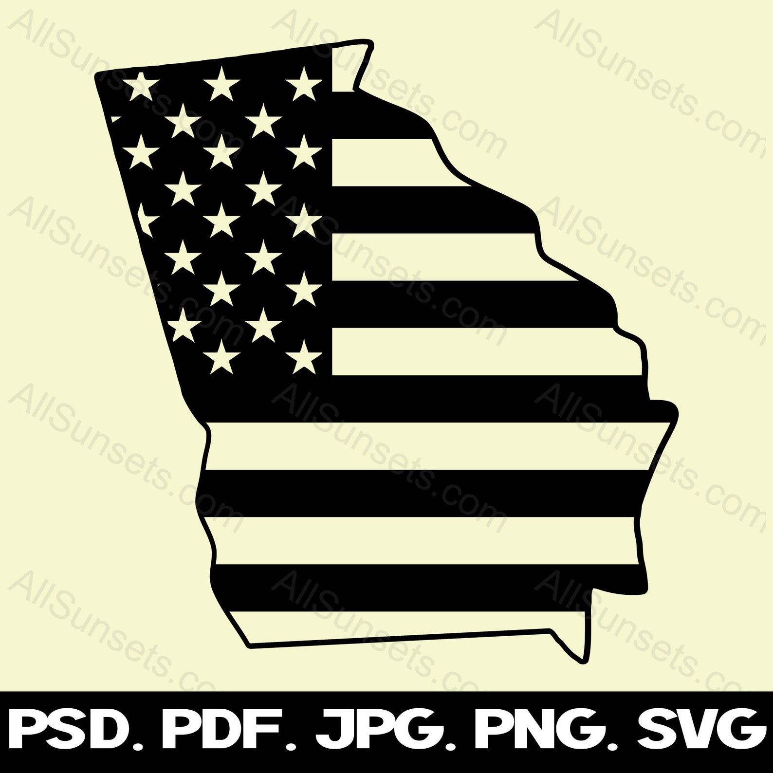 Georgia State Shape American Flag Svg Png Jpg Pdf Psd File - Etsy