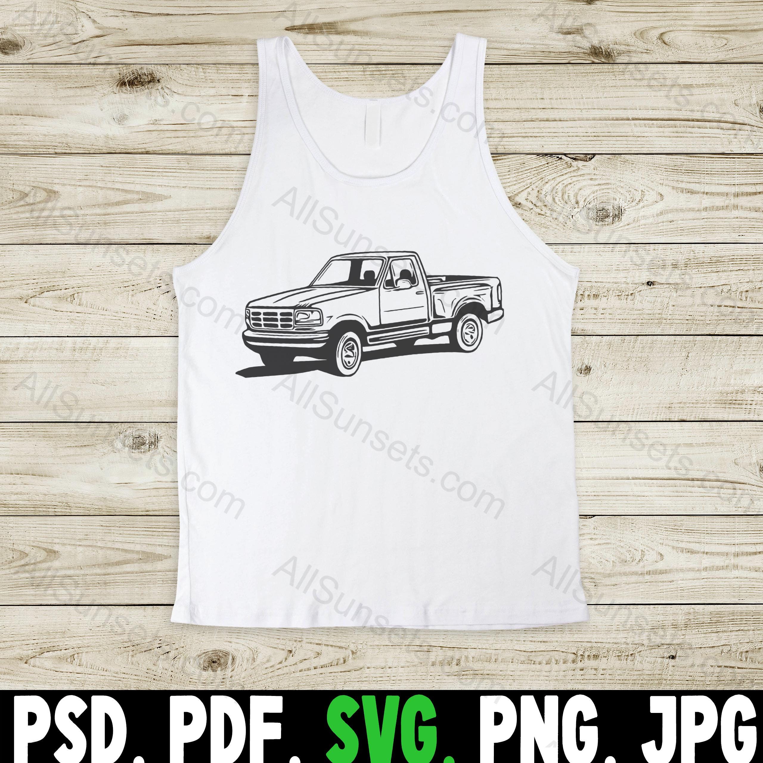 Pickup Truck Stepside SVG 1990s 90's Square Body Vehicle Vector Graphic ...