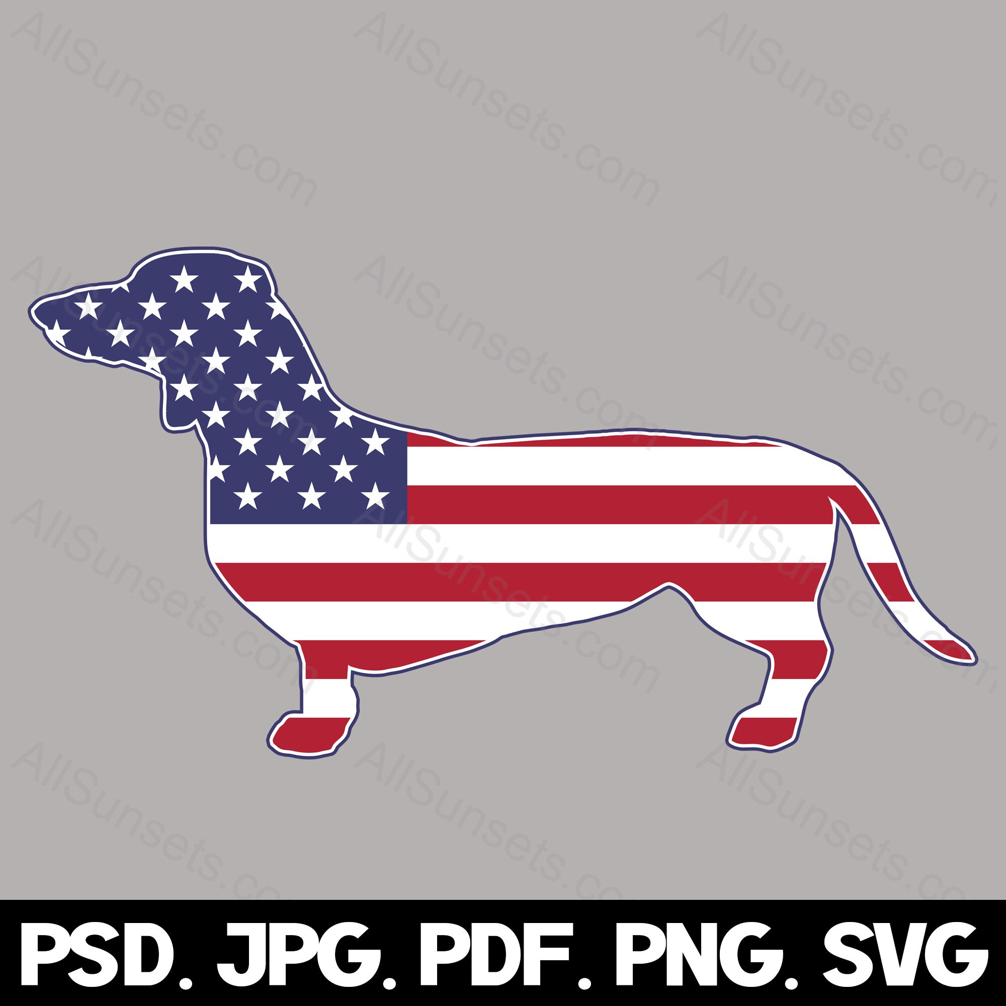 Dachshund Dog Shaped American Flag Svg Png Jpg Pdf Psd File Types ...