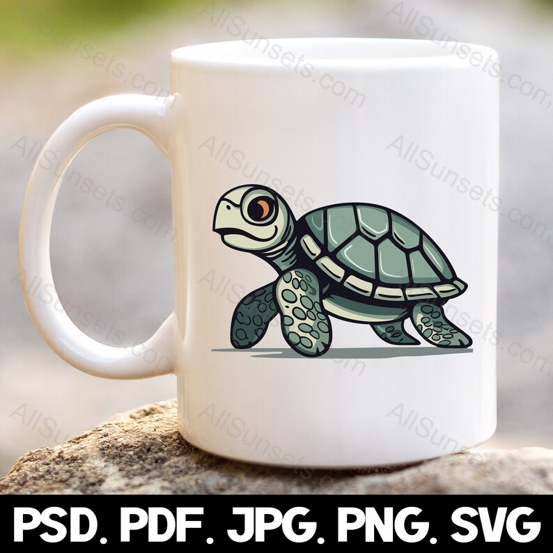 Sea Turtle Cartoon Svg Png Psd Jpg Pdf File Types Cute Ocean - Etsy