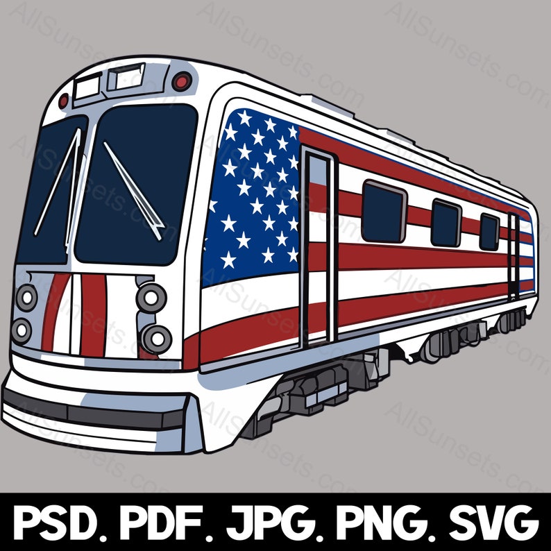 Patriotic Subway Train Svg Png Jpg Pdf Psd File Types Modern - Etsy