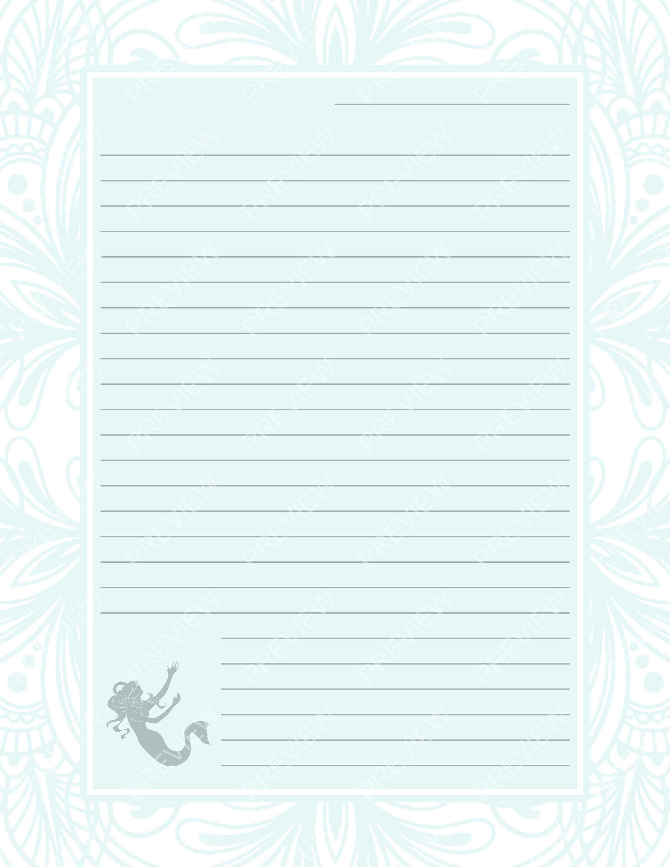 KDP Templates Mermaid Themed Journal Lined Paper 12 Pages | Etsy