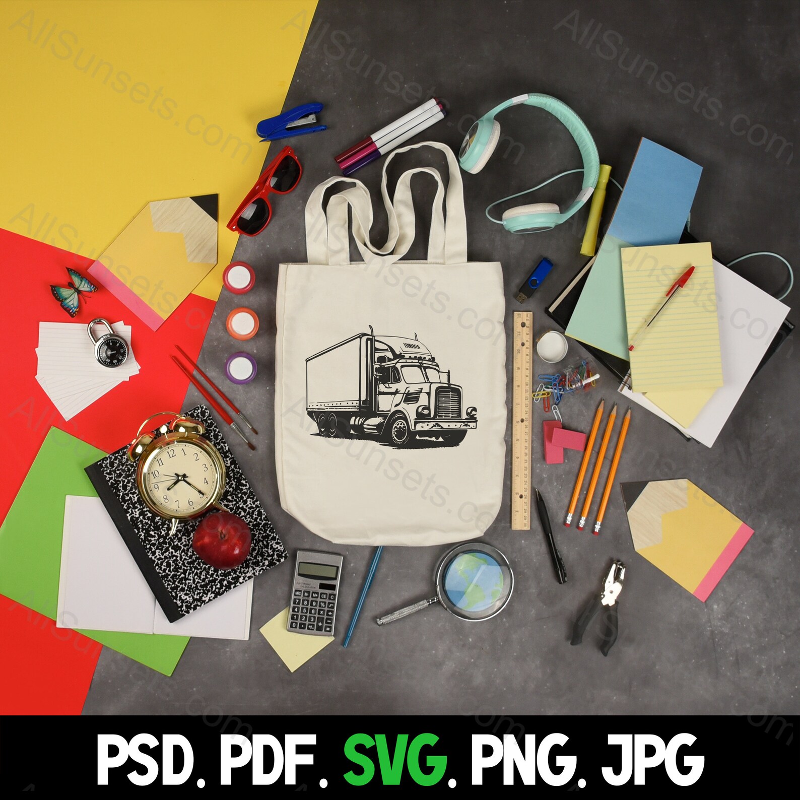 Cargo Box Truck Svg Png Jpg Psd Pdf File Types Semi Moving Van Cube ...