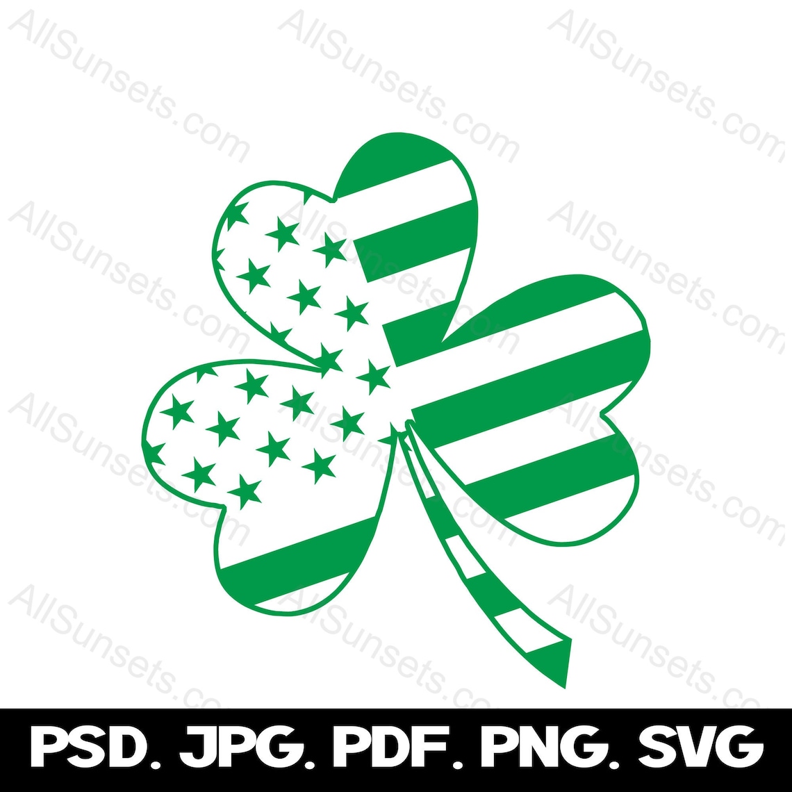 Shamrock American Flag Svg Png Pdf Psd Jpg Patriotic St - Etsy