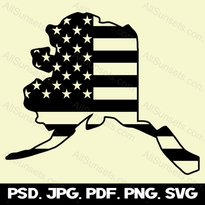 Alaska State Shape American Flag PNG SVG Patriotic Clipart USA - Etsy