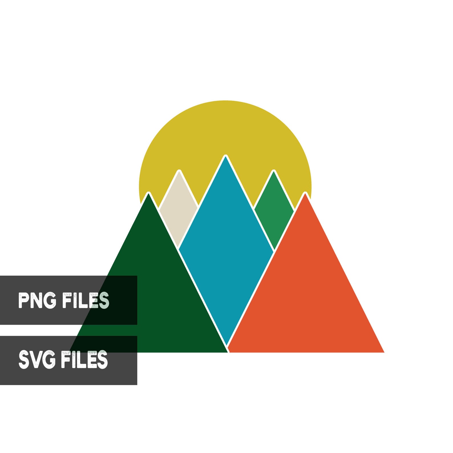 Retro Triangle Mountains Sunset Svg Png Jpg Pdf Psd File Types Clipart ...