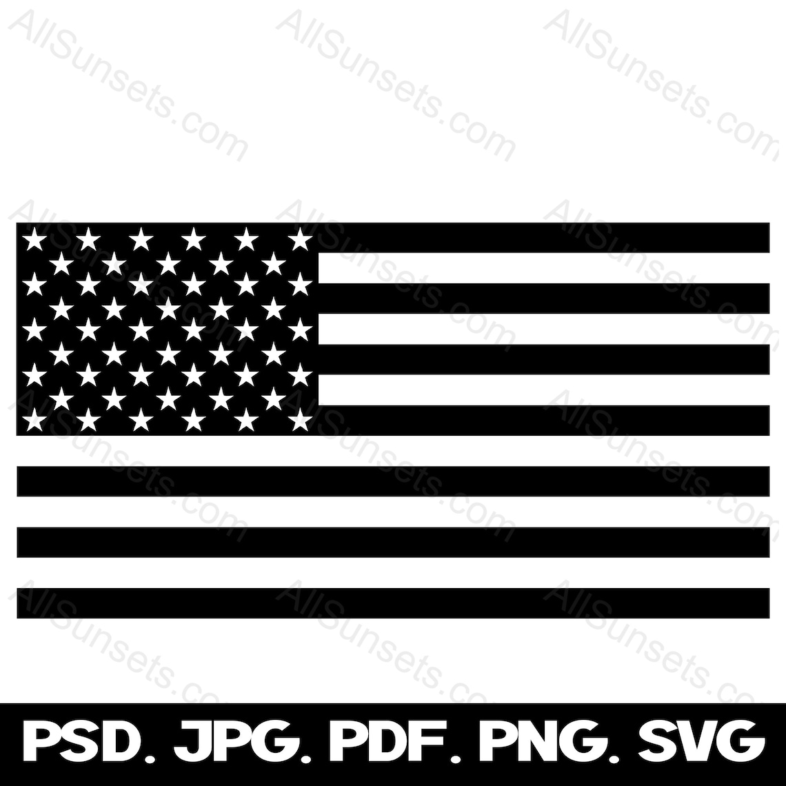 Single Color Standard American Flag Svg Png Jpg Psd Pdf File - Etsy