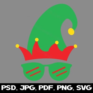 Elf Hat Sunglasses Svg Png Pdf Psd Jpg File Types Funny Christmas ...