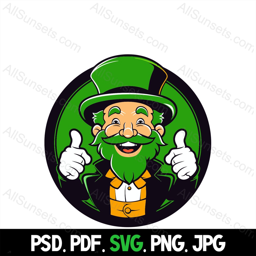 Leprechaun Thumbs up St Paddy's Day Green Irish Orange Svg Png Pdf Psd ...