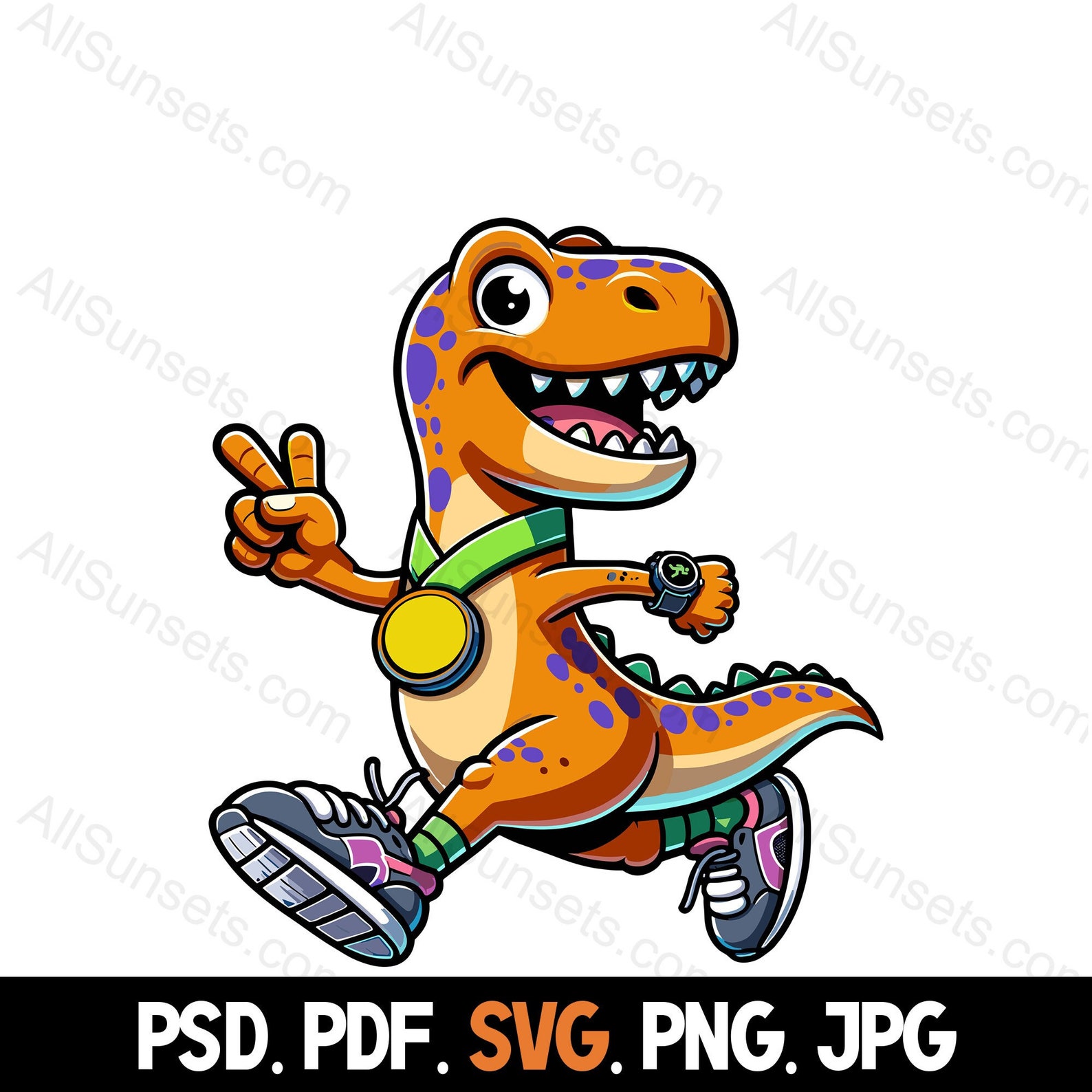 T-rex Dinosaur Jogging Svg Png Pdf Psd Jpg File Types Running Half ...