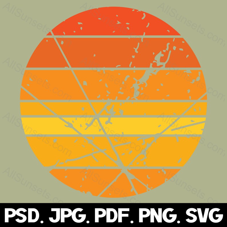 Distressed Round Retro Sunset Svg Png Psd Jpg Pdf File Types - Etsy