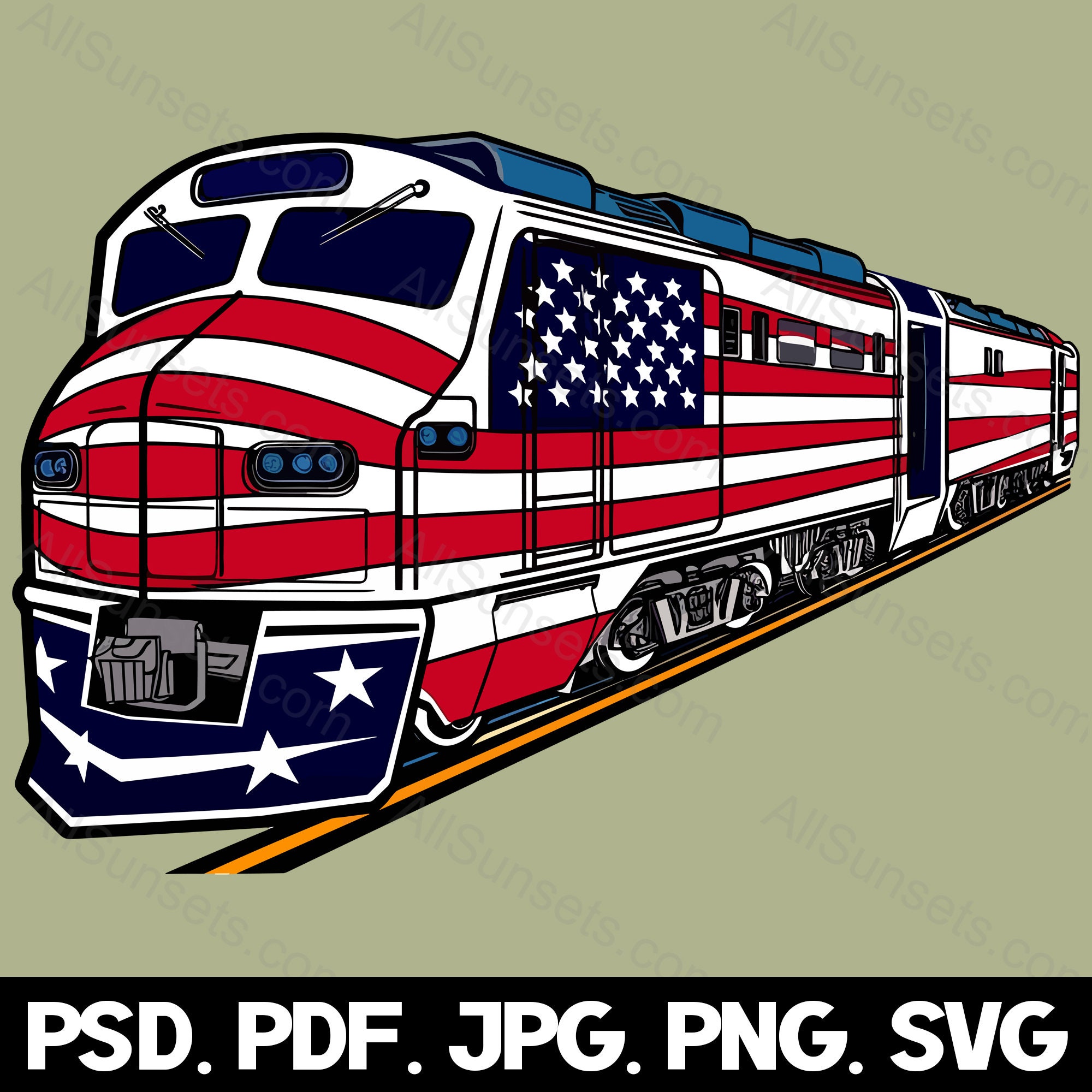 Train American Flag Svg Png Jpg Pdf Psd File Types Modern Patriotic ...