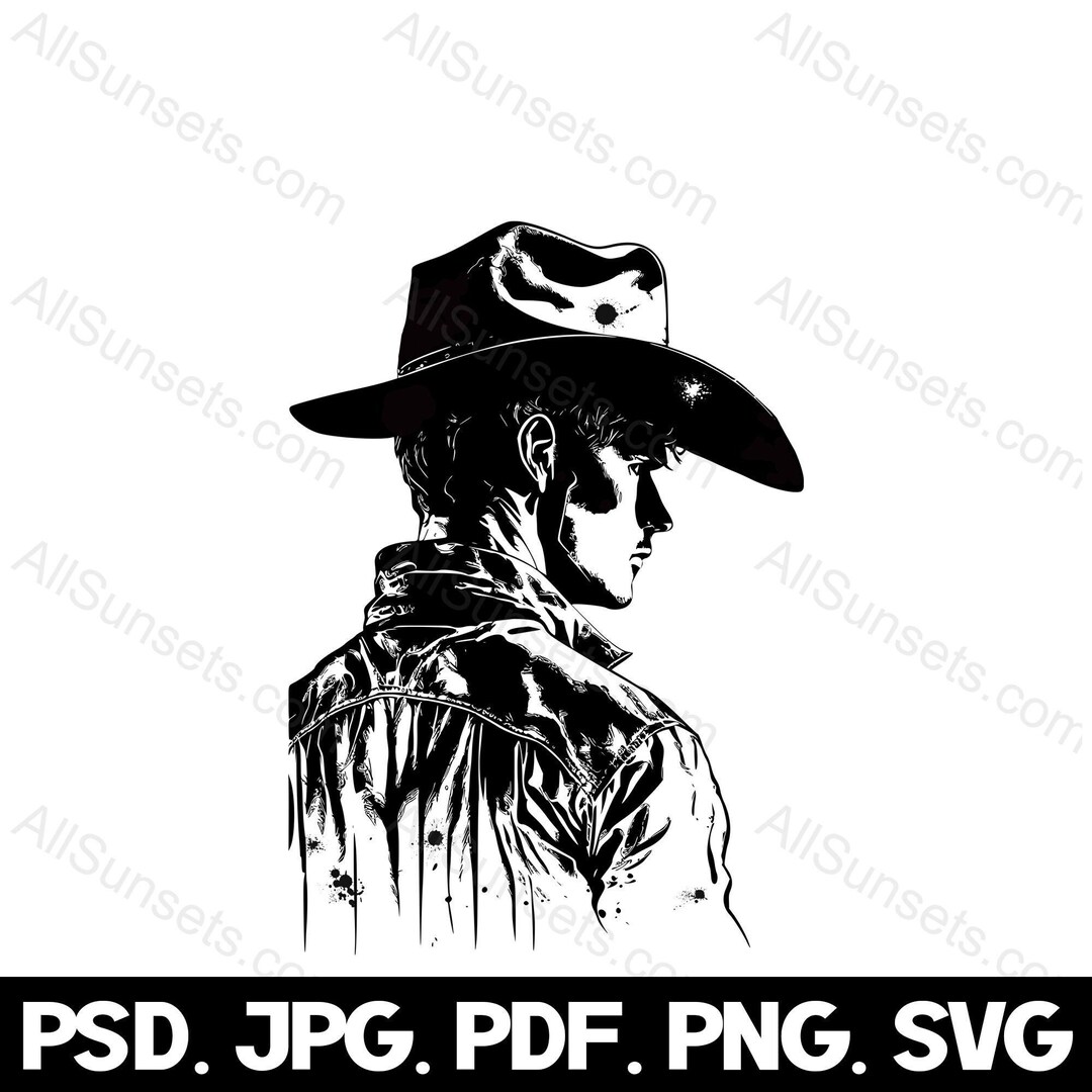Cowboy Silhouette Svg Png Svg Jpg Psd File Types Splatters Grunge Wild ...