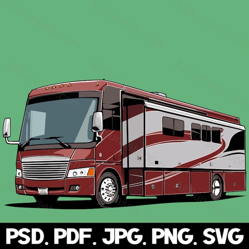Class A Motorcoach Svg Png Psd Jpg Pdf File Types Motorhome Camper Bus ...