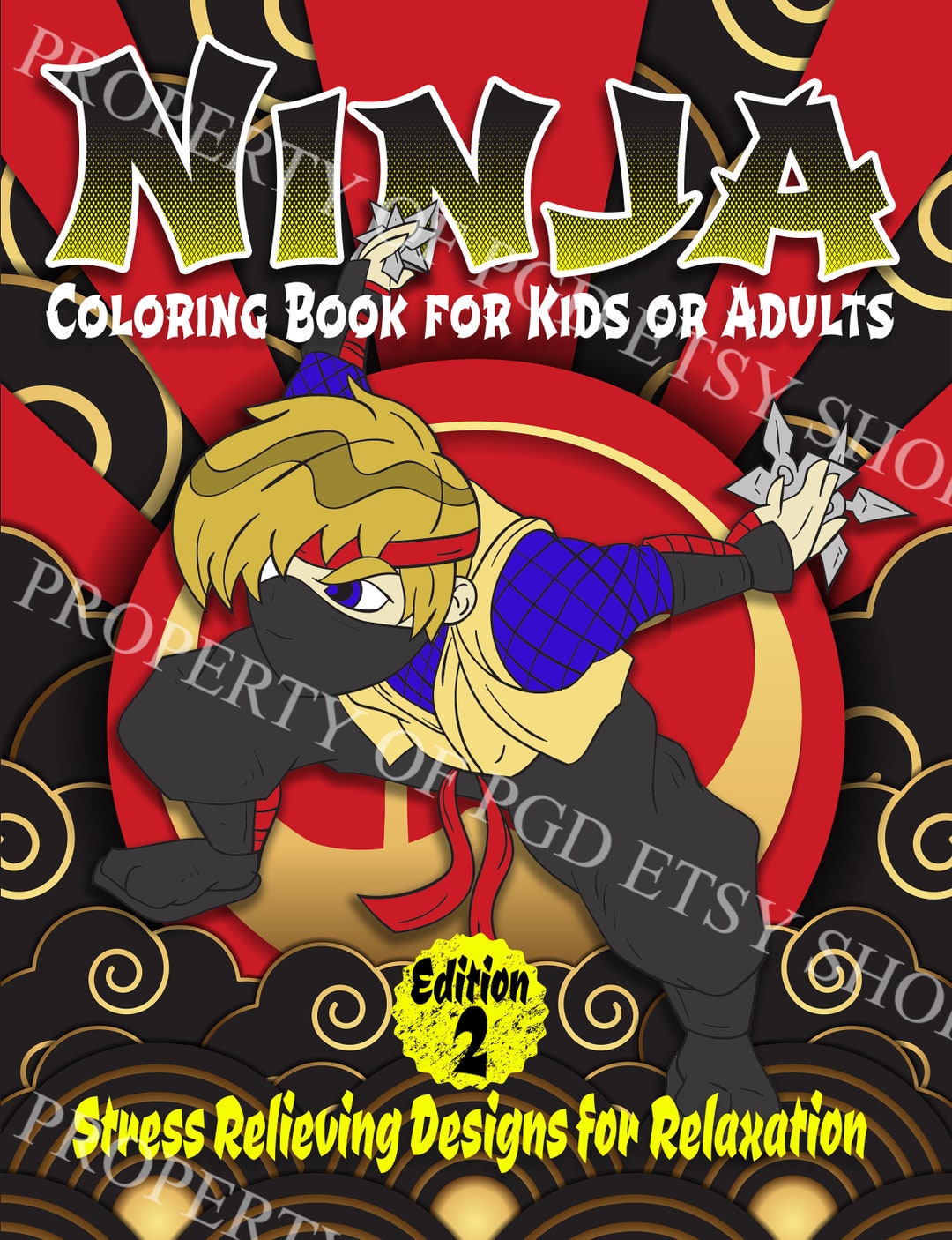 Ninja Japanese Warrior Coloring Book for Kids and Adults 8.5x11 PDF ...