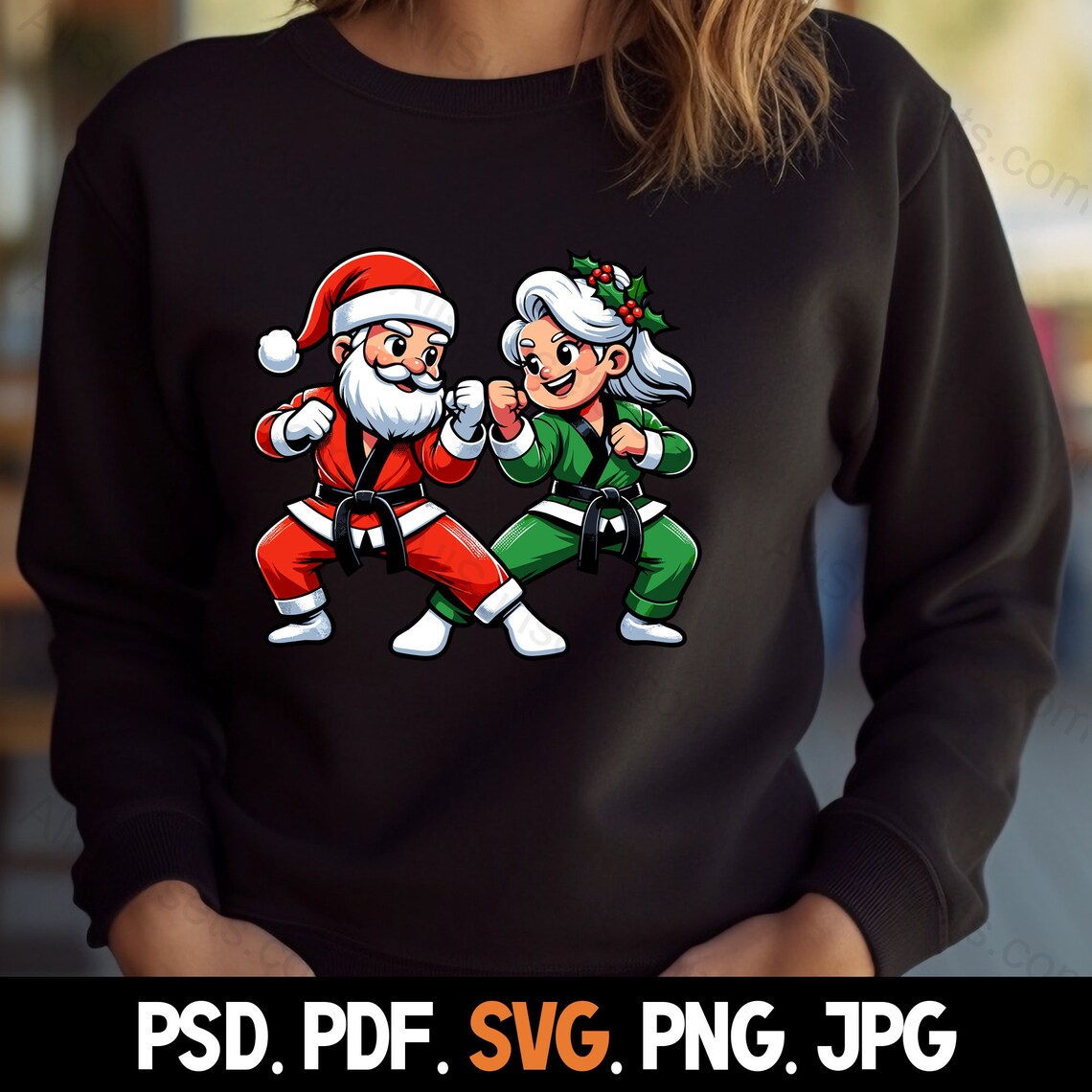 Santa Mrs Claus Taekwondo Svg Png Pdf Psd Jpg Files Christmas Karate ...
