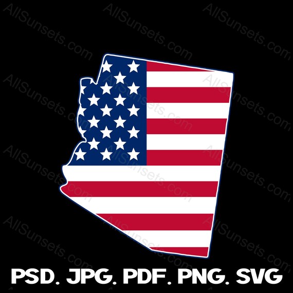 Arizona State Shape American Flag Svg Png Jpg Pdf Psd File - Etsy