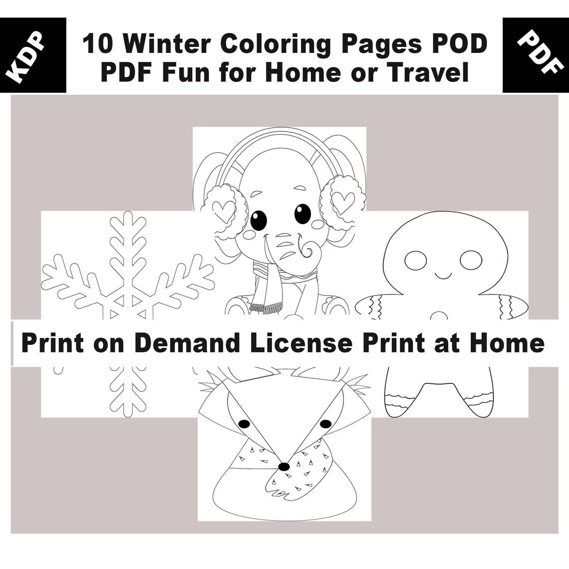 10 Winter Coloring Pages PLR Print on Demand Commercial Use - Etsy