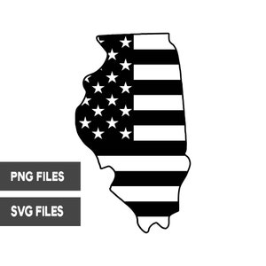 Illinois State Shape American Flag PNG SVG Jpg Psd Pdf Patriotic ...