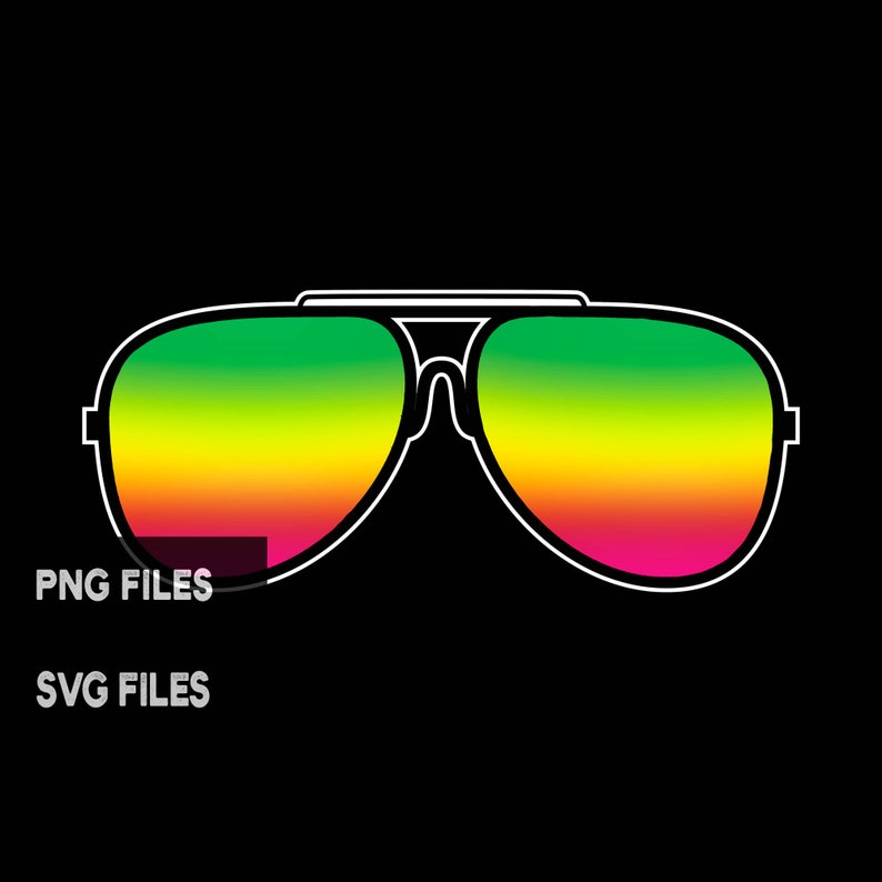 Rainbow Sunglasses PNG and SVG Cut File Clipart Glasses Graphics 70's ...
