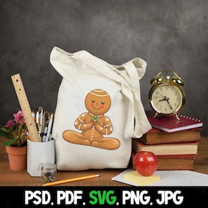 Gingerbread Man Cookie Sitting Yoga Pose Christmas Yuletide Clipart Svg ...