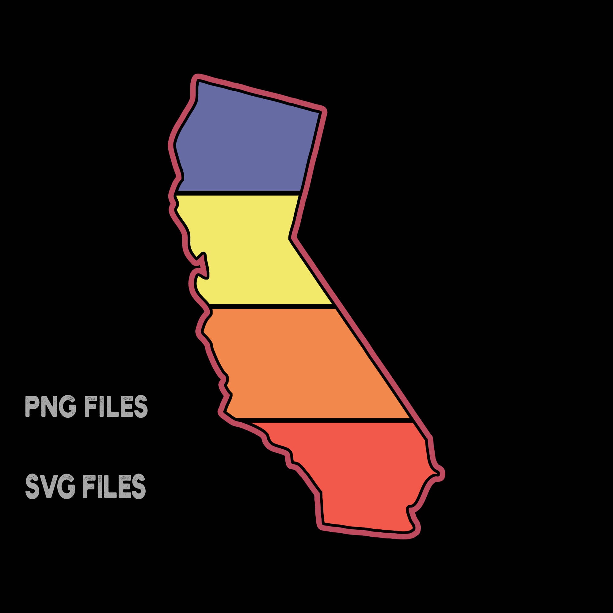 California State Retro Sunset PNG SVG PSD Pdf Jpg File Clipart 5 Colors ...