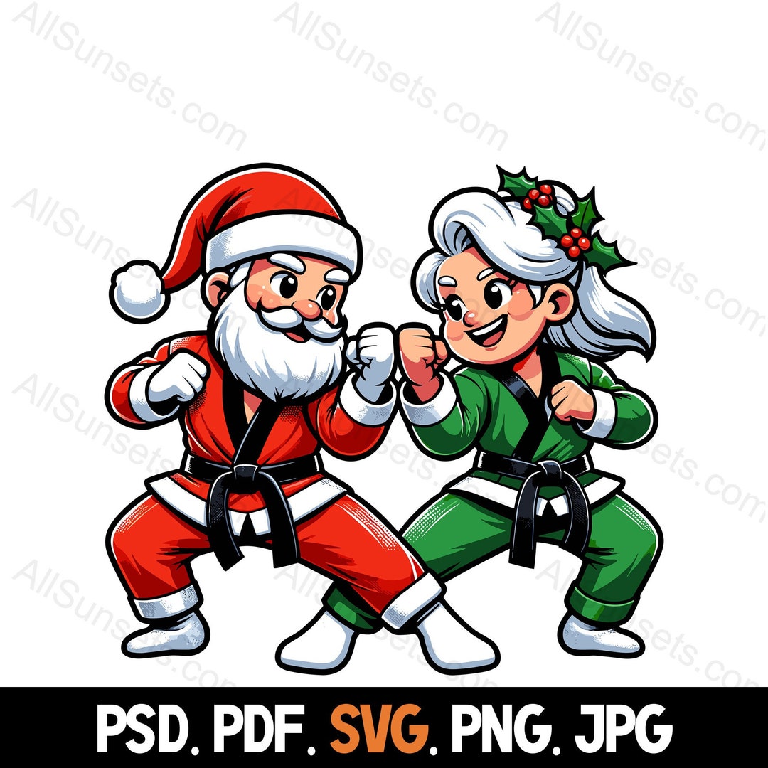 Santa Mrs Claus Taekwondo Svg Png Pdf Psd Jpg Files Christmas Karate ...