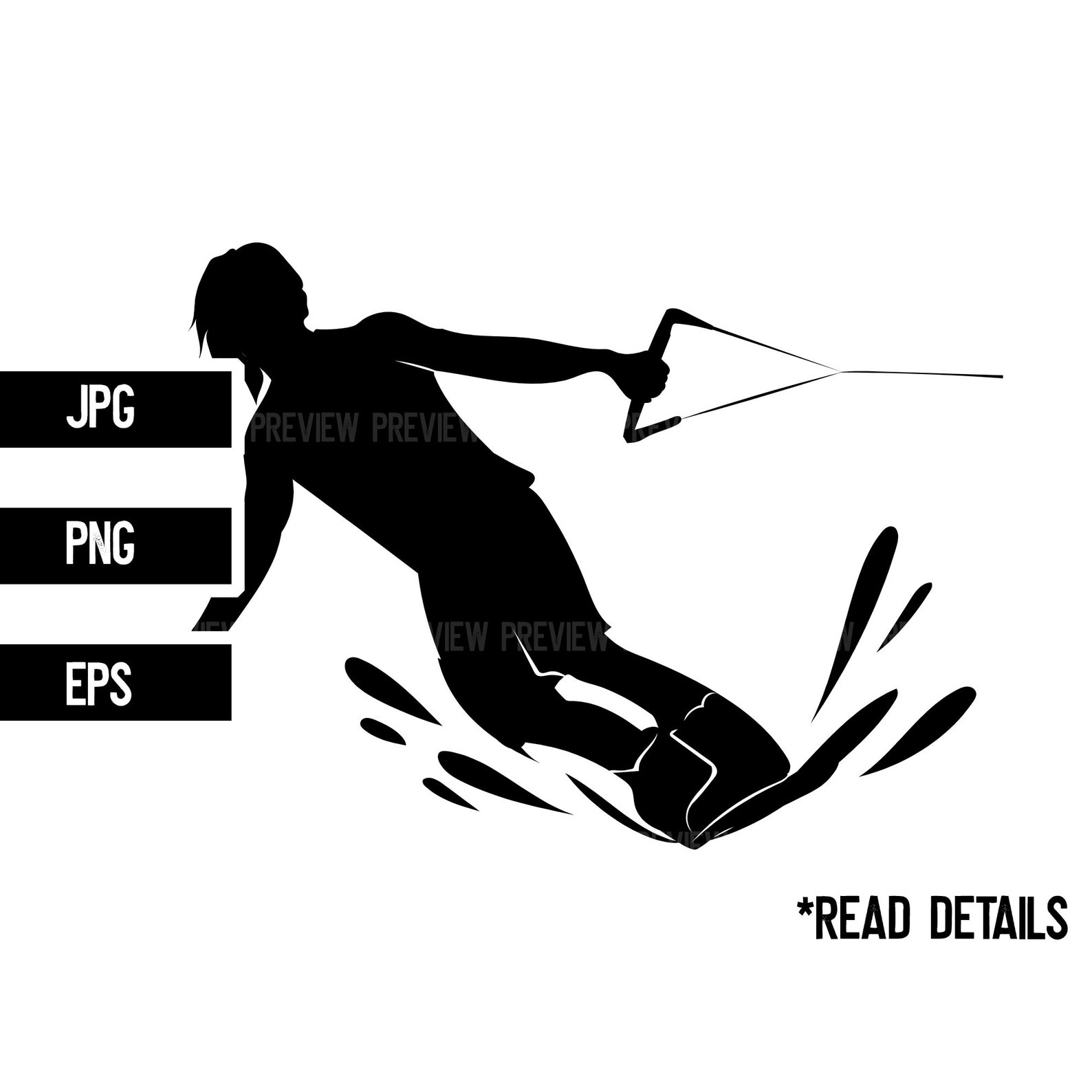 Wakeboarding Silhouette Clipart Svg Png Jpg Psd Pdf Eps File - Etsy