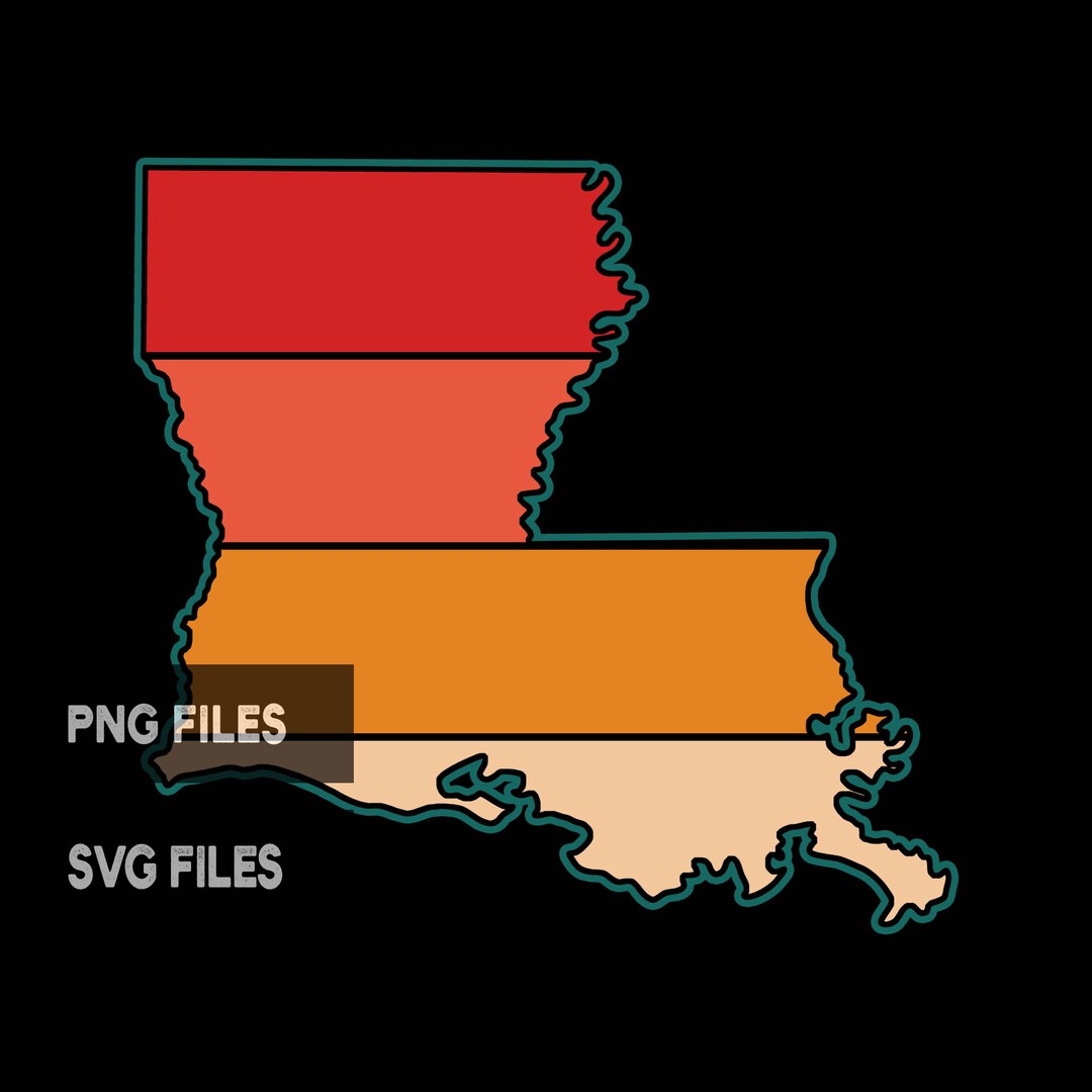 Louisiana State Retro Sunset PNG SVG Cut File Clipart 5 Colors Palette ...