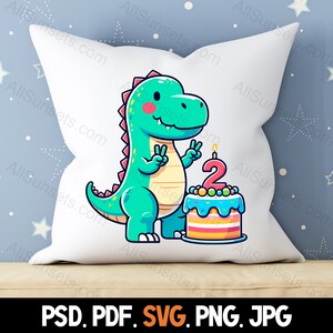 T-rex 2 Year Old Birthday Party Svg Png Pdf Psd Jpg File Types Dinosaur ...