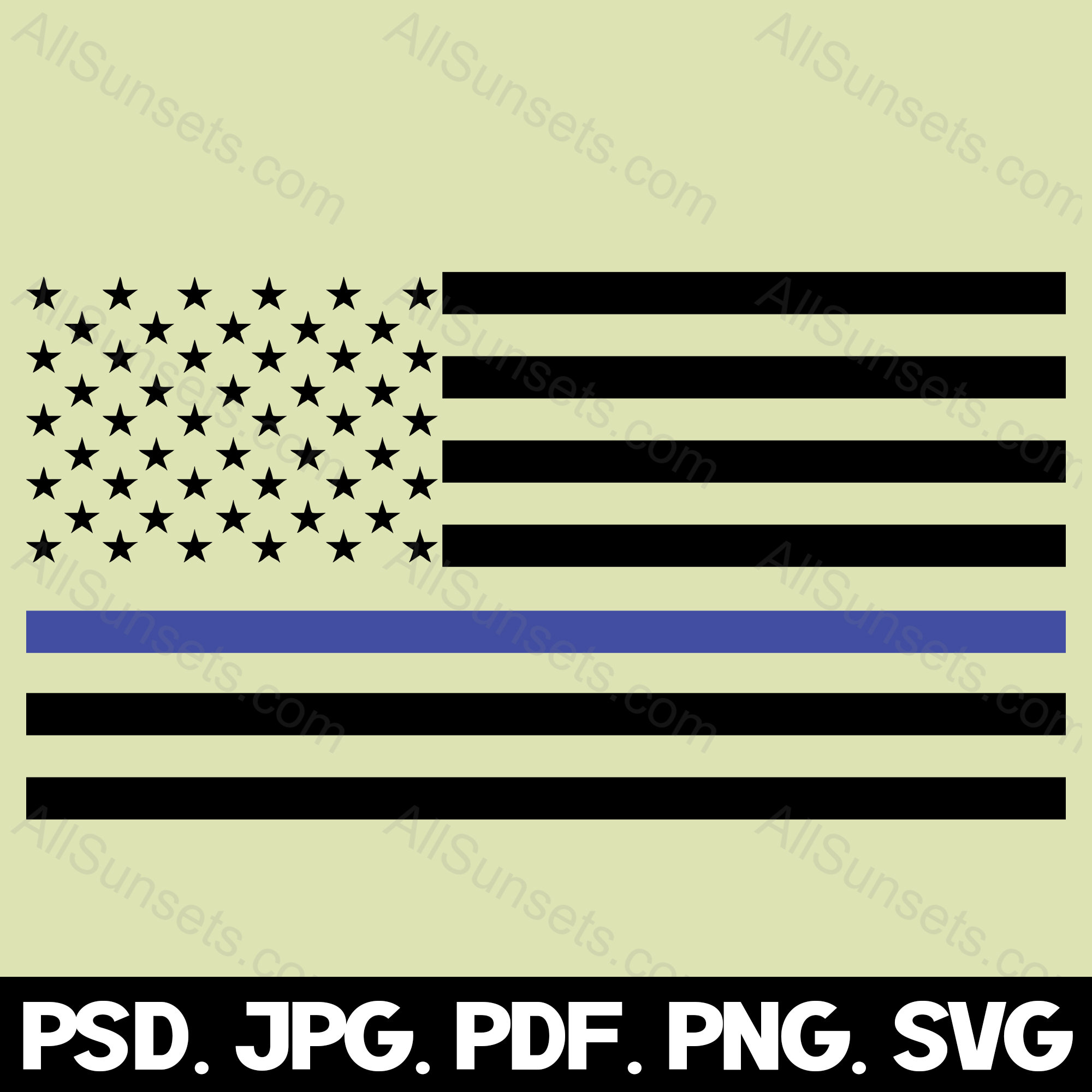 Thin Blue Line American Flag Svg Png Jpg Pdf Psd File Types - Etsy