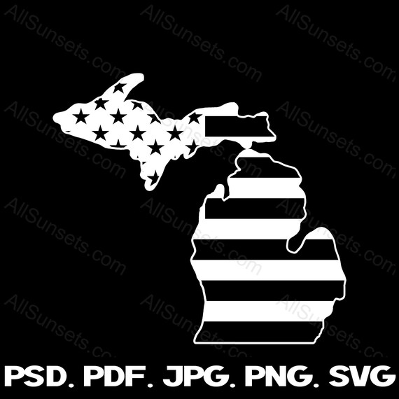 Michigan State Shape American Flag Svg Png Jpg Pdf Psd File - Etsy