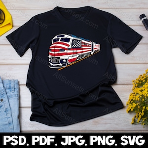 Train American Flag Svg Png Jpg Pdf Psd File Types Modern Patriotic ...