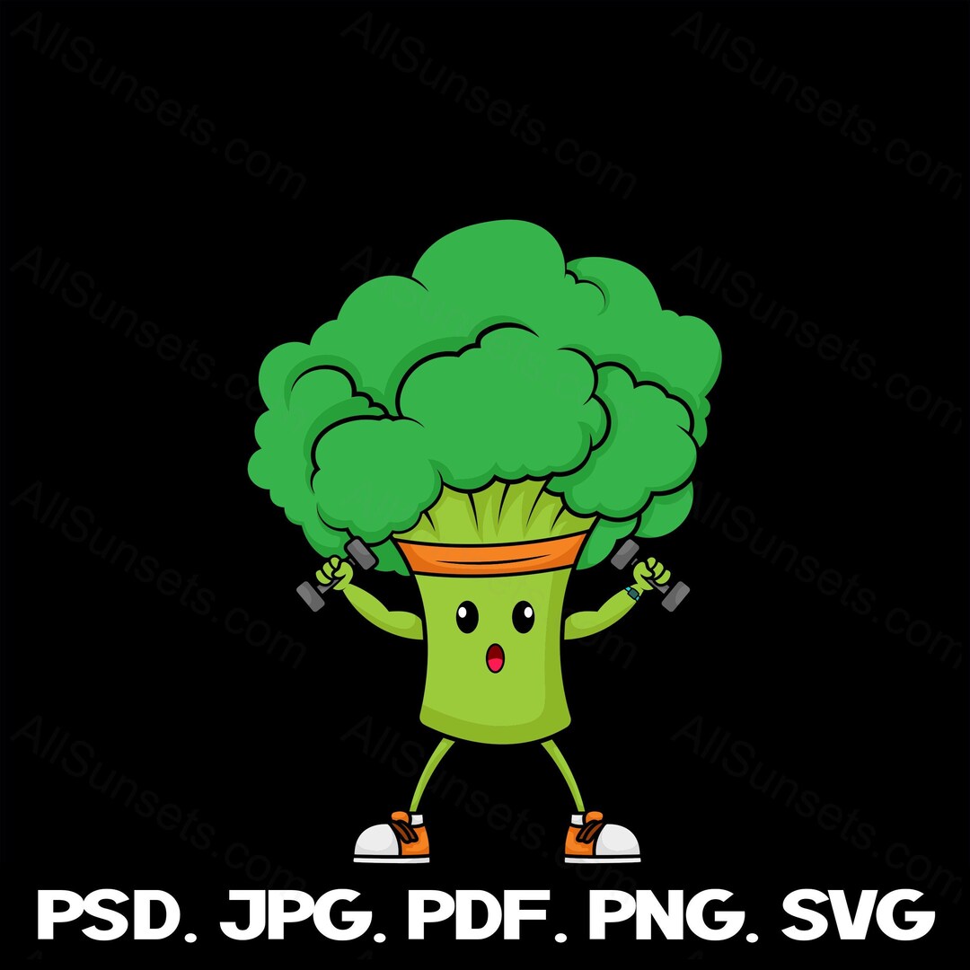 Broccoli Exercise Fitness Svg Png Pdf Psd Jpg File Types Clipart ...