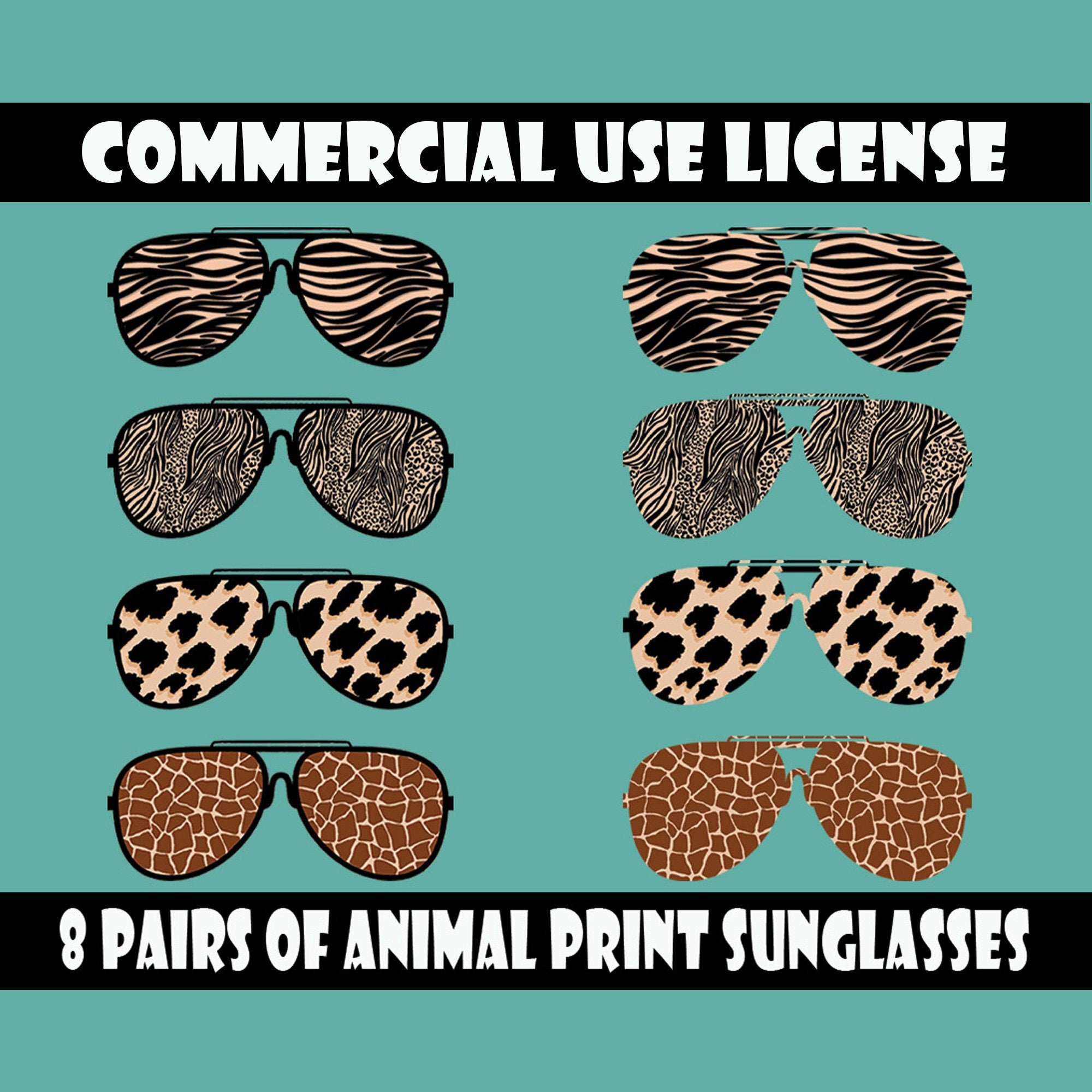 8 Animal Print Sunglasses PNG Clipart Aviator-style Glasses | Etsy