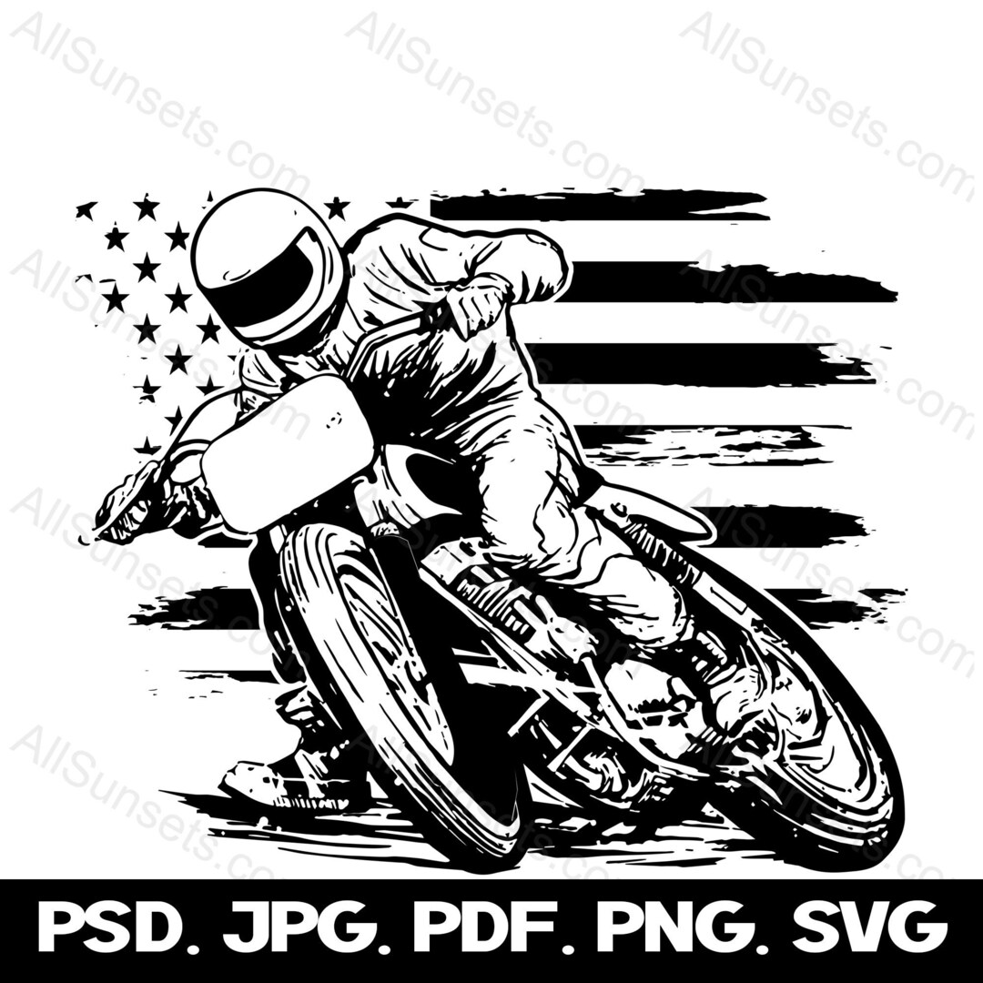 Motorcycle Racing Grunge American Flag Svg Png Psd Jpg Pdf File Types ...