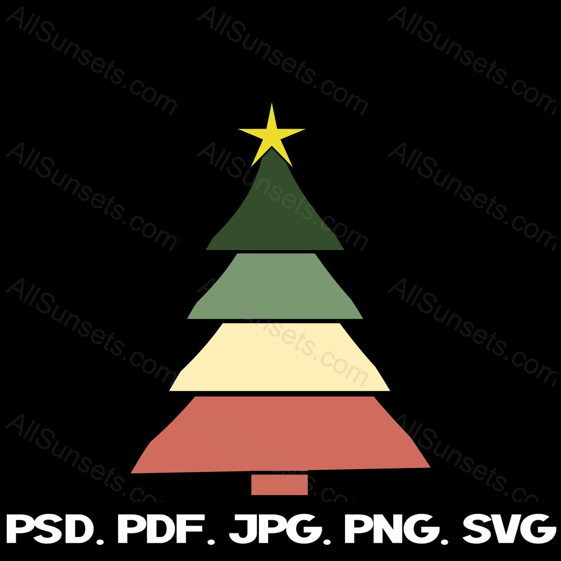 Christmas Tree With Star Svg Png Jpg Pdf Psd File Types Retro - Etsy