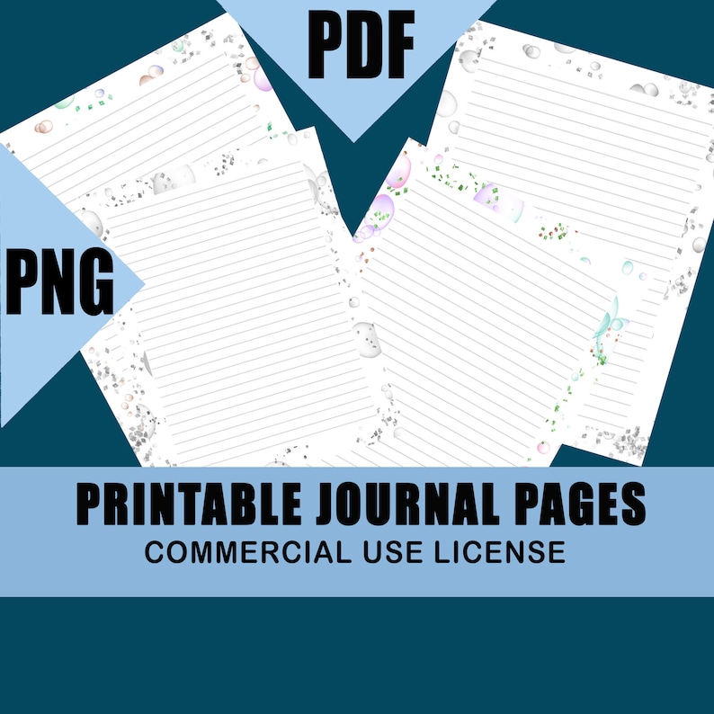 Balloons and Confetti Printable Journal Pages 4 PNGS and 4 PDF - Etsy