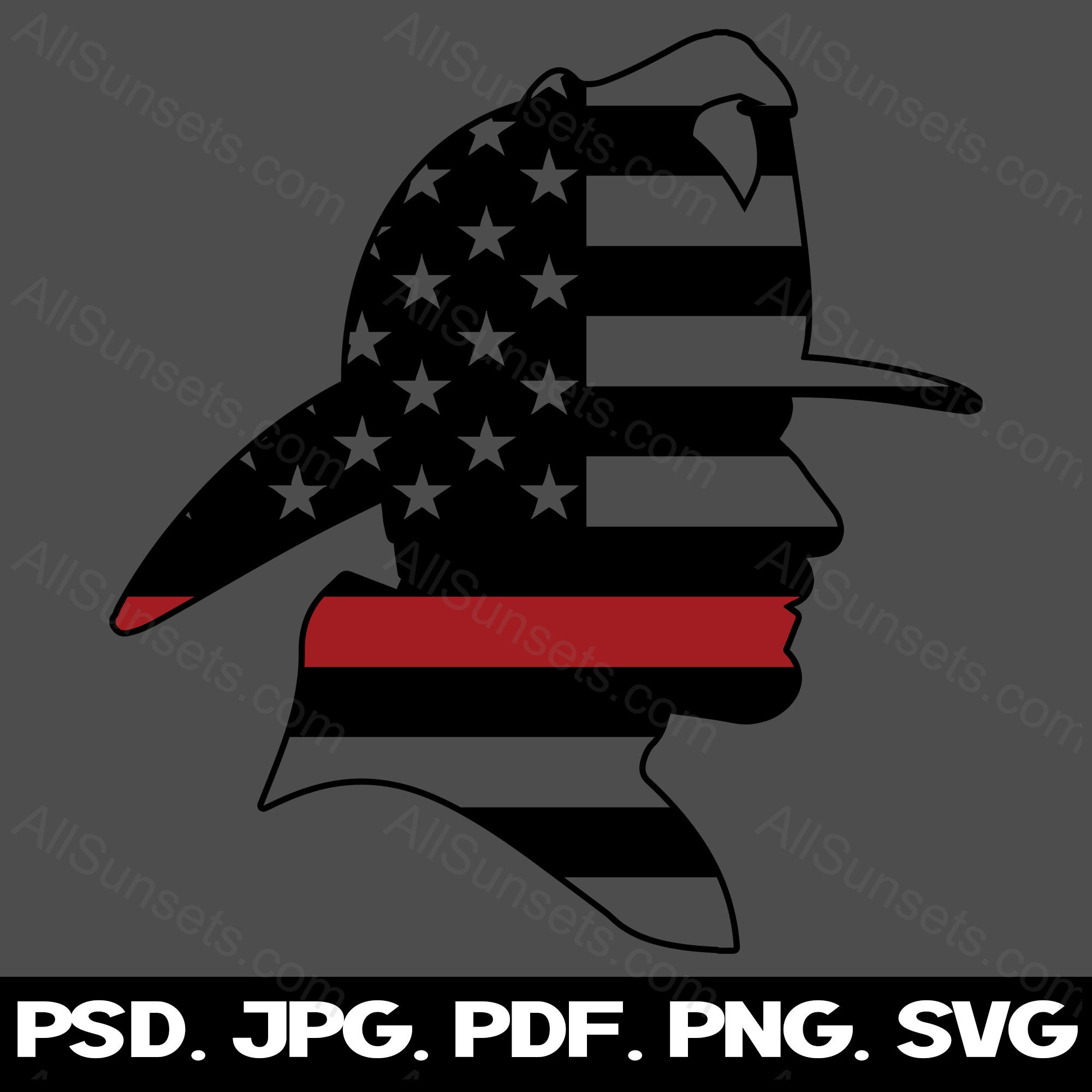 Firefighter American Flag Thin Red Line PNG SVG Patriotic - Etsy