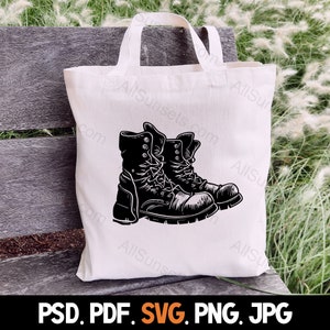 Pair of Work Boots Svg Png Jpg Psd Pdf File Types Soldier Fireman ...