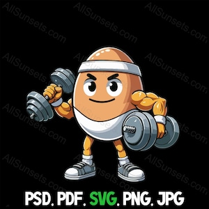 Egg Character Weightlifting Svg Png Pdf Psd Jpg File Types Exercise ...