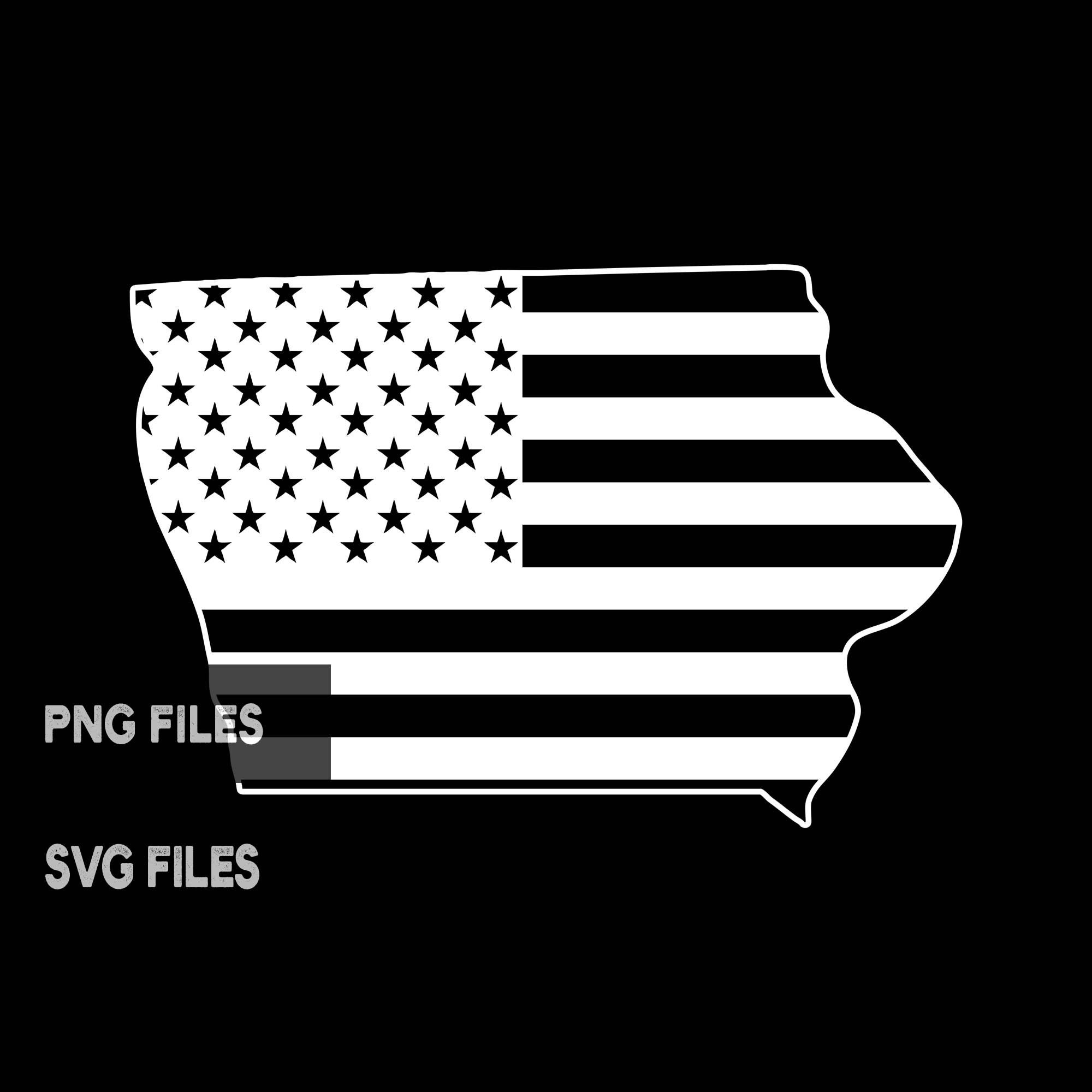 Iowa State Shape American Flag PNG SVG Patriotic Clipart USA - Etsy