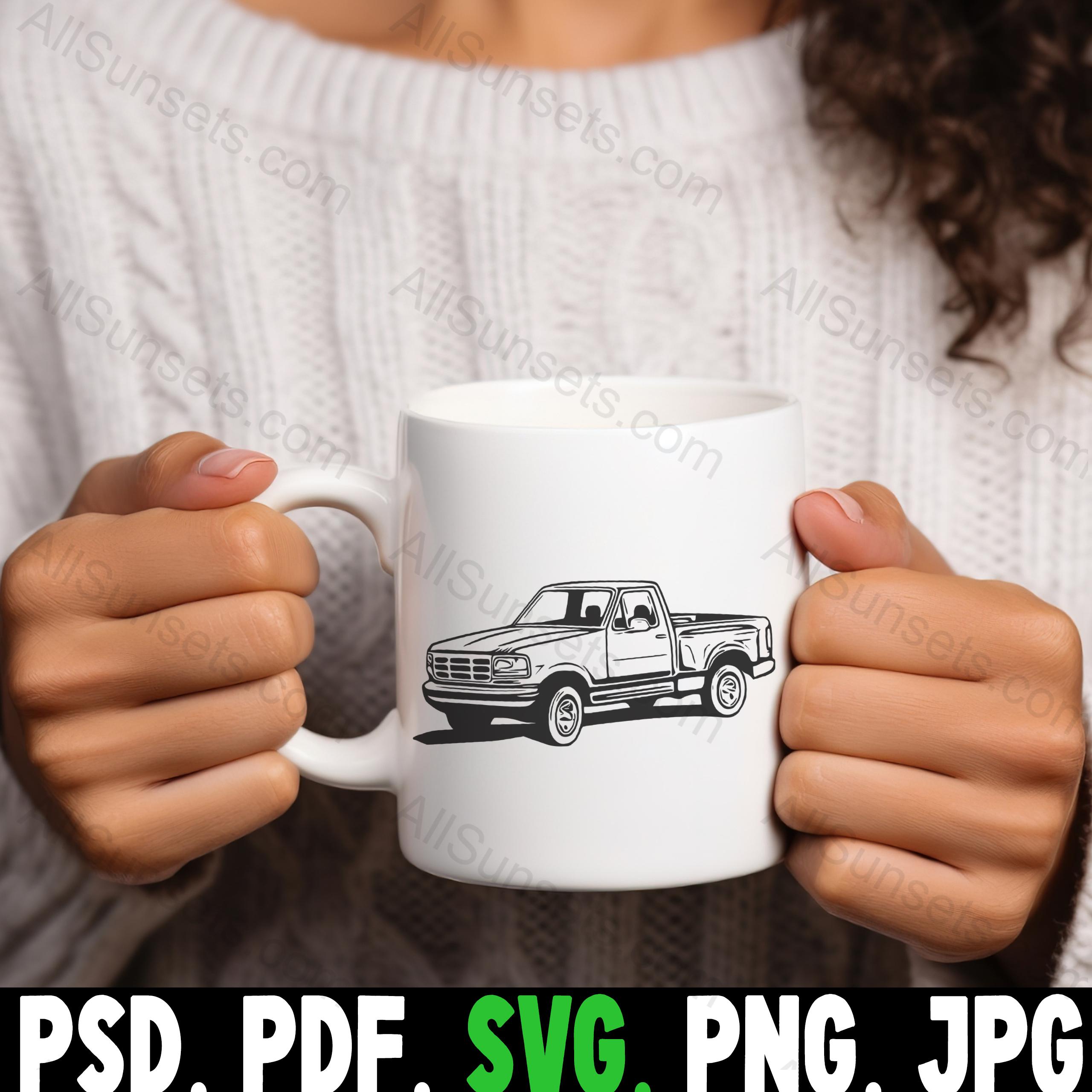 Pickup Truck Stepside SVG 1990s 90's Square Body Vehicle Vector Graphic ...